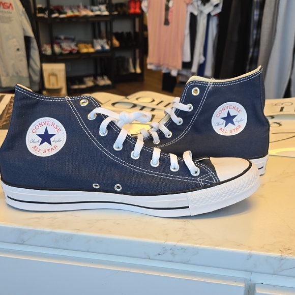Converse | Shoes | Converse Dark Blue Hightop Sneakers | Poshmark